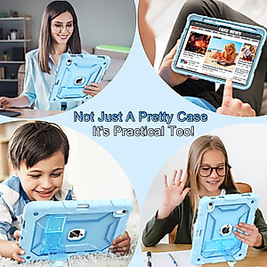 TIMISM Case for iPad 10th Generation Case 10.9 Inch 2022 with Shoulder Strap, Translucent PC Back Sturdy Heavy Duty Full-Body Shockproof Protective Case with Pencil Holder and Kickstand, Black+Green