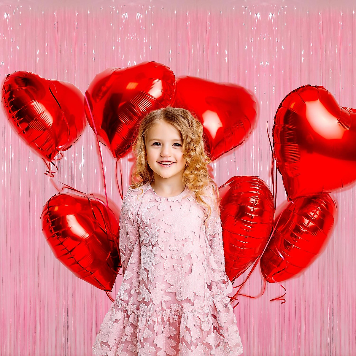 GOER 3.2 ft x 8.2 ft Metallic Tinsel Foil Fringe Curtains Party Photo Backdrop Party Streamers for Birthday,Graduation,New Year Eve Decorations Wedding Decor(1 Pack,Candy Pink)