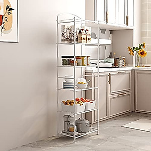 HOMEFORT Metal Bathroom Shelf,6-Tier Tower Rack, Freestanding Storage Organizer, Metal Shelving Unit with 6-Tier Durable Shelves for Bathroom, Kitchen, Living Room, Laundry