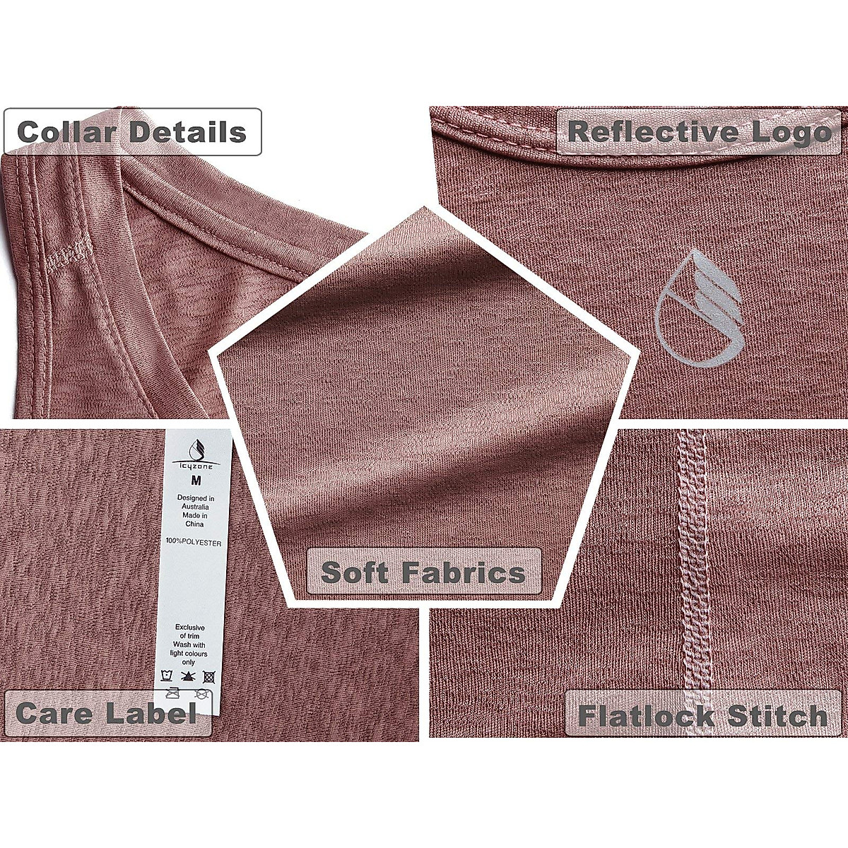 icyzone Open Back Yoga Tops for Women - Activewear Workout Clothes Exercise Fitness Tank Tops Gym Shirts(M,Mocha)