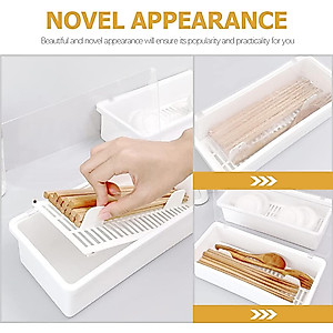 Cabilock Box Chopsticks Box Drain Box Flatware Tray Chopsticks Metal Cutlery Case Containers with Lids Kitchen Drawer Organizer Spoon Tray Straw White Kitchenware Pp Household