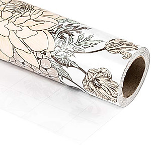 WRAPAHOLIC Wrapping Paper Roll - The Vintage Floral Printed on White Pearlized Paper,Perfect for Wedding, Birthday, Holiday, Baby Shower Wrap - 30 inch x 33 feet