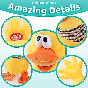 Cuteoy 13" Quacking Duck Musical Stuffed Animal Plushies Walking Singing Waving Electronic Interactive Plush Toy for Kids Boys Easter