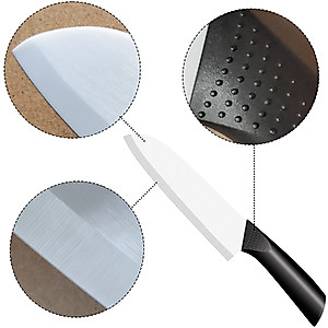 Rynal Ceramic Knife Santoku Knife Meats Fruits Vegetables Knife - Sharp Ceramic Kitchen Knife with Sheath Cover - 7 Inch Black