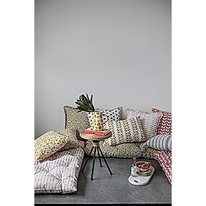 Creative Co-Op Cotton Printed Lumbar Embroidery & French Knots Pillow, Multicolored