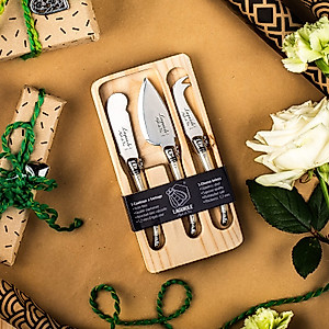 Laguiole Style de Vie Cheese knives Premium Line, set of 3, mother of pearl color