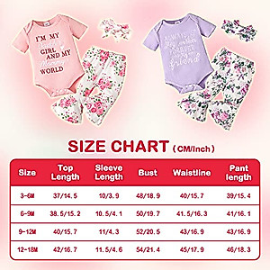 Tokidaring Infant Baby Girl Romper Bodysuit Tops Flared Bell Bottom Pants Cute Summer Outfits with Headband 3-6M Pink