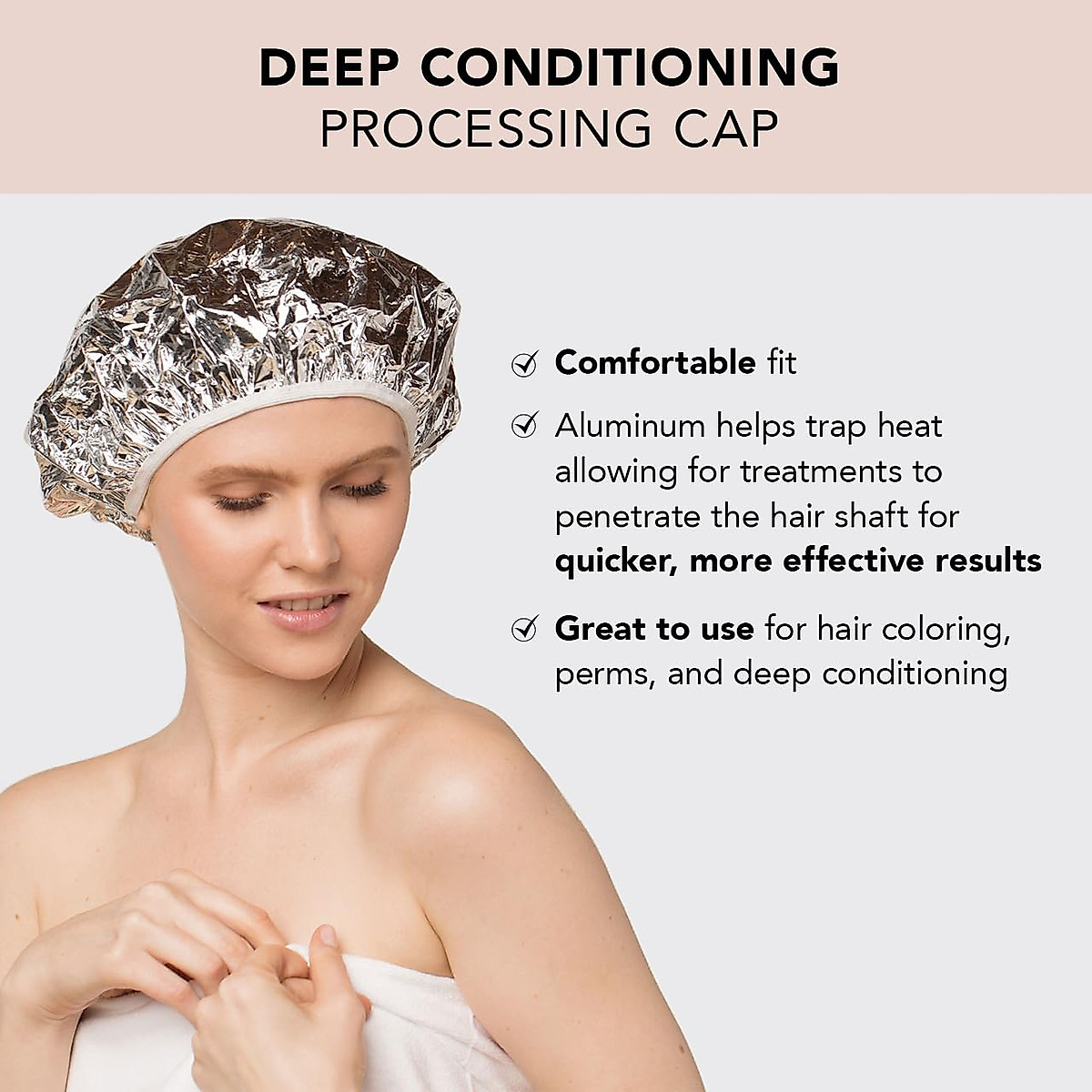 Kitsch Aluminum Foil Hair Heat Cap for Deep Conditioning - Reusable Heating Cap for Deep Conditioner, Tin Foil Hat & Deep Conditioning Heat Cap for Hair Treatments, Processing Cap for Hair, Foil Cap