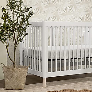Babyletto Gelato 4-in-1 Convertible Crib with Toddler Bed Conversion in White and Washed Natural, Greenguard Gold Certified