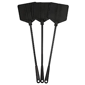 OFXDD Rubber Fly Swatter, Long Fly Swatter Pack, Fly Swatter Heavy Duty, Black Color (3 Pack)