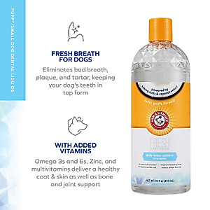 ARM & HAMMER Fresh Spectrum Coconut Mint Puppy Water Additive, 473ml, Best Dental Care for Puppies, Removes Plaque & Tartar, Freshens Breath & Cleans Teeth, No Brushing, Easy to Use Pet Oral Hygiene
