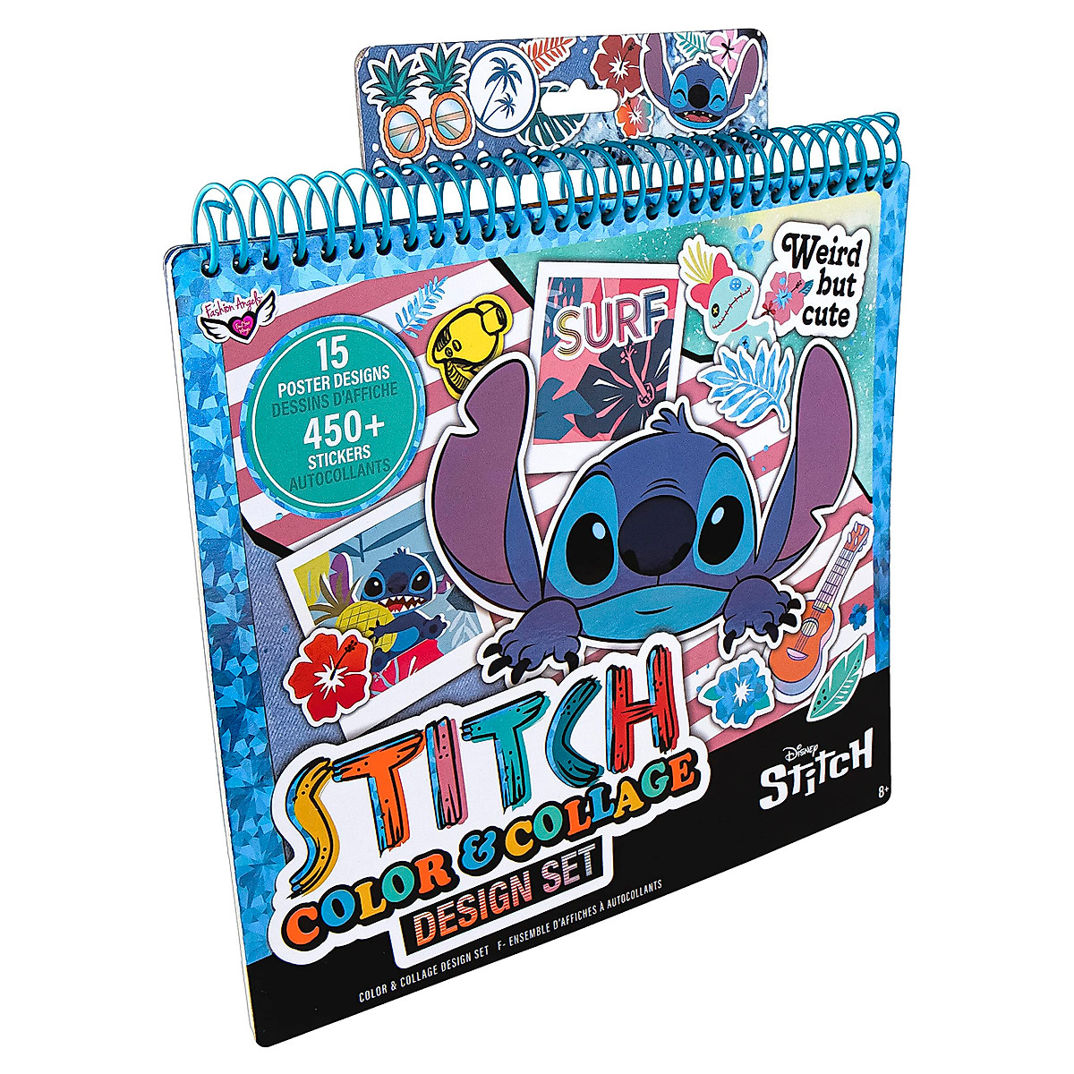 Fashion Angels Disney Stitch Color & Collage Design Set - 15 Colorable Lilo and Stitch Posters - Add Your Own Designs with 7 Included Sticker Sheets - Ages 8 and Up