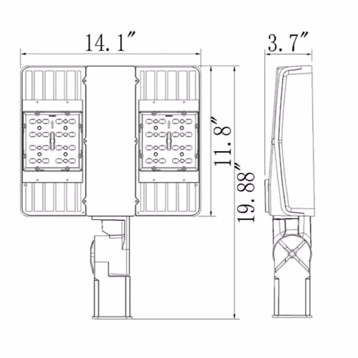 LeadLumens LED Parking Lot Light Shoebox Light Fixture, Slipfitter Arm, Dusk to Dawn (120W (s), Without Photocell)
