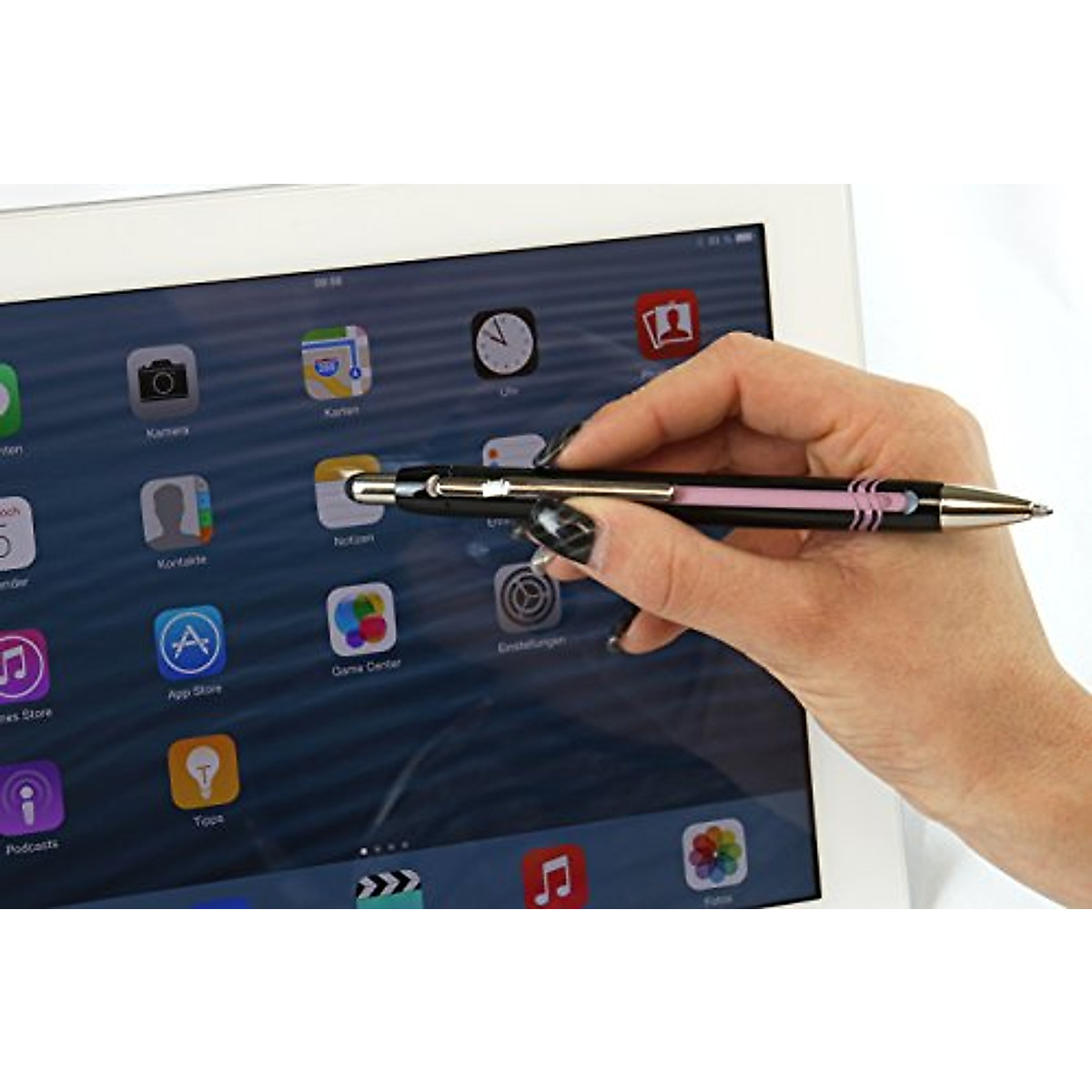 Schneider Slider Epsilon Touch Stylus/Ballpoint Pen, Black/Pink Barrel, Blue (138704)