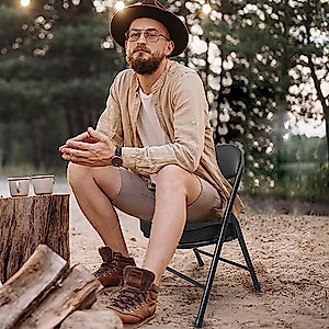 fusehome Mini Folding Chair, Portable Camping Chair with Padded Seat, Card Table Chairs, Lightweight and Compact Lawn Chair, for Patio, Garage, Camping, Fishing, Hiking, Hunting, Picnic, Beach, Black