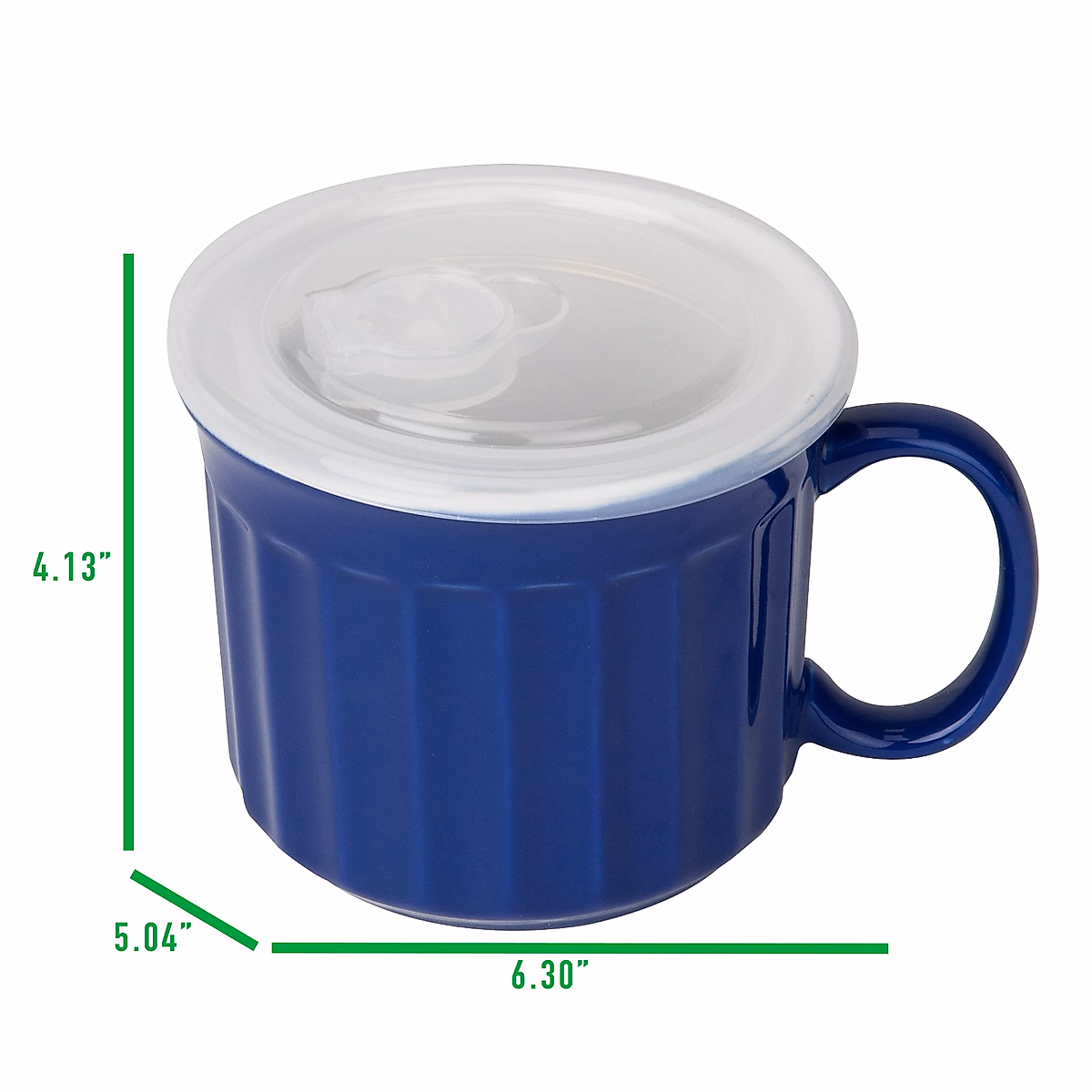 Mind Reader Soup Mug with Vented Lid, Microwave Dishwasher Safe, Soup Bowls, Large, Ceramic, 6.3" L x 5.04" W x 4.13" H, Black