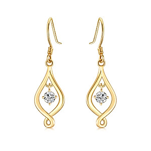 SISGEM 14K Solid Gold Small Infinity Drop Earrings Dangles for Women,Yellow/White Gold Moissanite Infinite Love Dangle Earrings Christmas Birthday Gifts for Wife Daughter Girlfriend