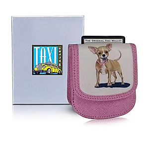 Taxi Wallet – Vegan Material, Chihuahua – A Simple, Compact, Front Pocket, Folding Wallet, that holds Cards, Coins, Bills, ID – for Men & Women