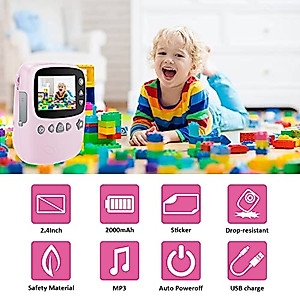 Lincom Tech Instant Print Camera Kids - Kids Digital Print Camera 18MP 1080P HD Video Recorder Zero Ink Portable Cameras Creative Print Toddler Camera Toys Gifts 3-12 Years Old Boys and Girls (Pink)