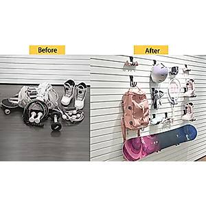 ATOOLA Slatwall Hooks, Garage Slatwall Accessories, Multi Size Slatwall Hooks and Hangers, 14Pack