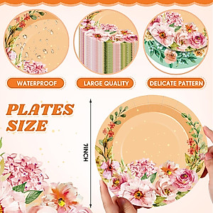 Suttmin 80 Pcs 7 Inch Floral Paper Plates Floral Party Plates Elegant Floral Disposable Plates Dinnerware Plates for Tea Party Wedding Bridal Shower Baby Shower Birthday and Party Decorations