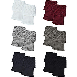 Pangda 6 Pairs Women Boot Cuffs Knitted Crochet Short leg Warmers Winter Knitted Boot Toppers Socks, Assorted Color