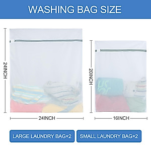 4Pcs Mesh Laundry Bags,Laundry Bags Mesh Wash Bags,Laundry Bags For Washing Machines,Large size(Two 16 * 20 inch+Two 24 * 24 inch) For clothes, pants, skirts, outerwear, anti knot
