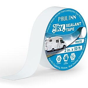 PAULINN RV Camper Roofing Repair Sealant Tape, 2 Inch X 50 Foot Natural White Trailer Roof Rubber Sealing Tape, UV & Weatherproof Roof Seal Tape for RV Camper Trailer Boat Sealing Leak Repair