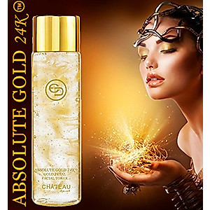 Absolute Gold 24K Gold Petal Facial Toner - 24K Shimmer Glow Fluid (Pack 2). 24 Karat Gold/Collagen/HYALURONIC Acid. for All Skin Types.