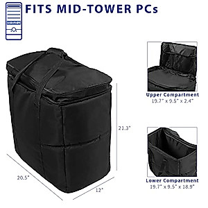 VIVO Desktop PC Travel Bag, Carrying Case for Mid-Sized Computer Tower, CPU Backpack, Accessory Compartment for Keyboard, Cable, and Mouse, Water-Resistant Nylon, Bag Only, Black, CASE-PC01