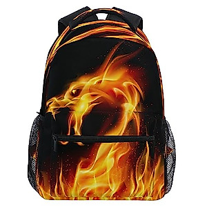 Pfrewn Kids Red Fire Dragon Monster Backpacks for Girls Boys Backpack for Students School 17"