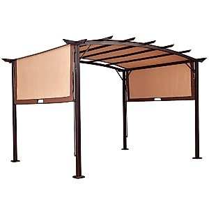 BUY JOY 12' x 9' Pergola Kit Metal Frame Gazebo &Canopy Cover Patio Furniture Shelter