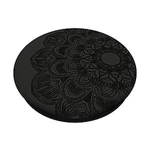 Black Carnation Mandala Floral Lotus Retro Art Zen Yoga Gift PopSockets PopGrip: Swappable Grip for Phones & Tablets