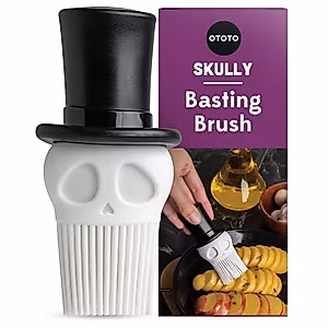 Skully Basting Brush by OTOTO - Silicone Pastry Brush, Kitchen Brush, Spooky Gifts, Skull Kitchen Accessories, Food Basting Brush for Cooking - Kitchen Gift, Kitchen Gadgets, Funny Gifts, Unique Gifts