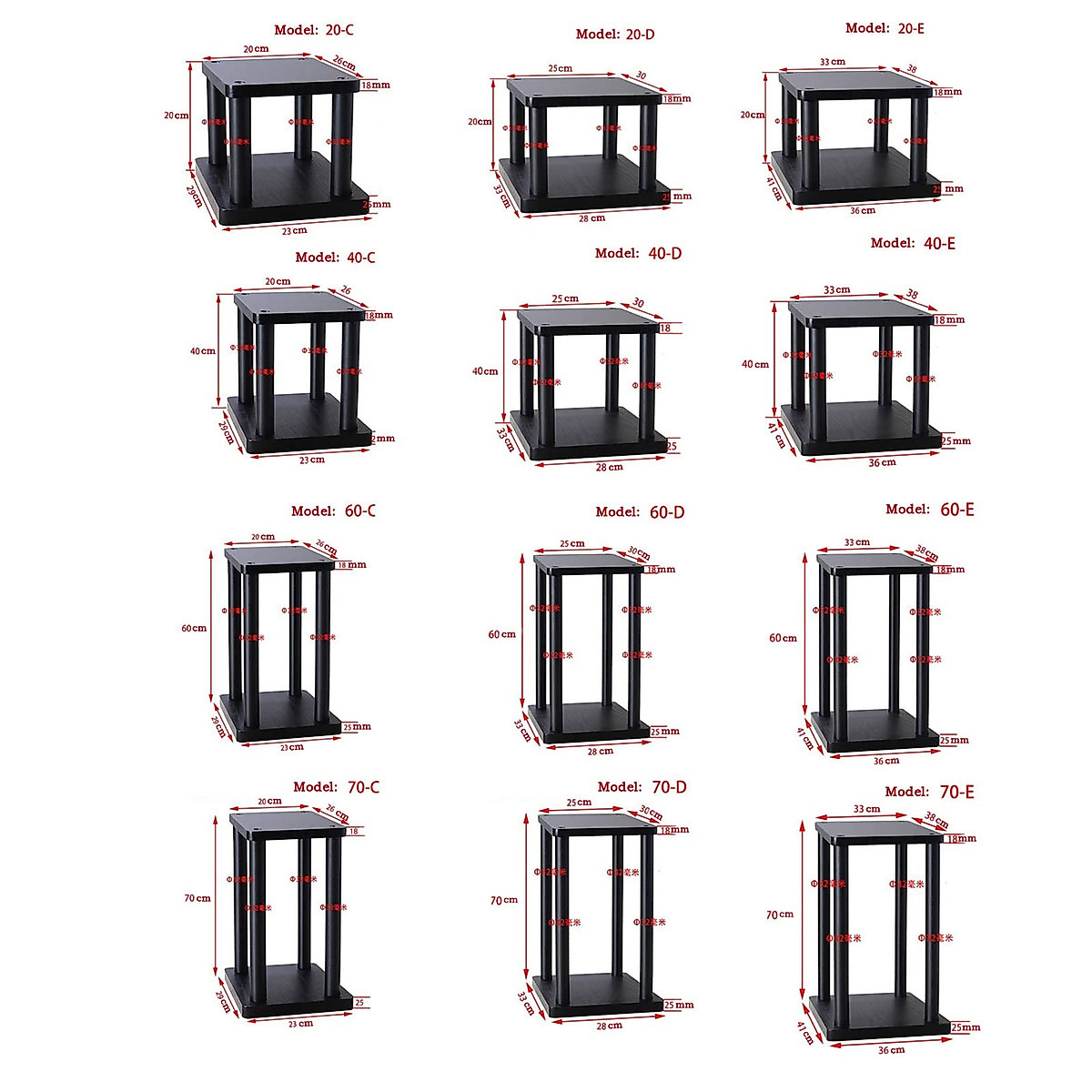 Speaker Stands Sound Stand Floor Stand Audio Thick Desktop Speaker Base Sound Bracket Stand Nail Foot Pad Shock Absorbing Shelf Speaker Bracket Floor/Wall Mount Speaker Stand (Size : 20-C)