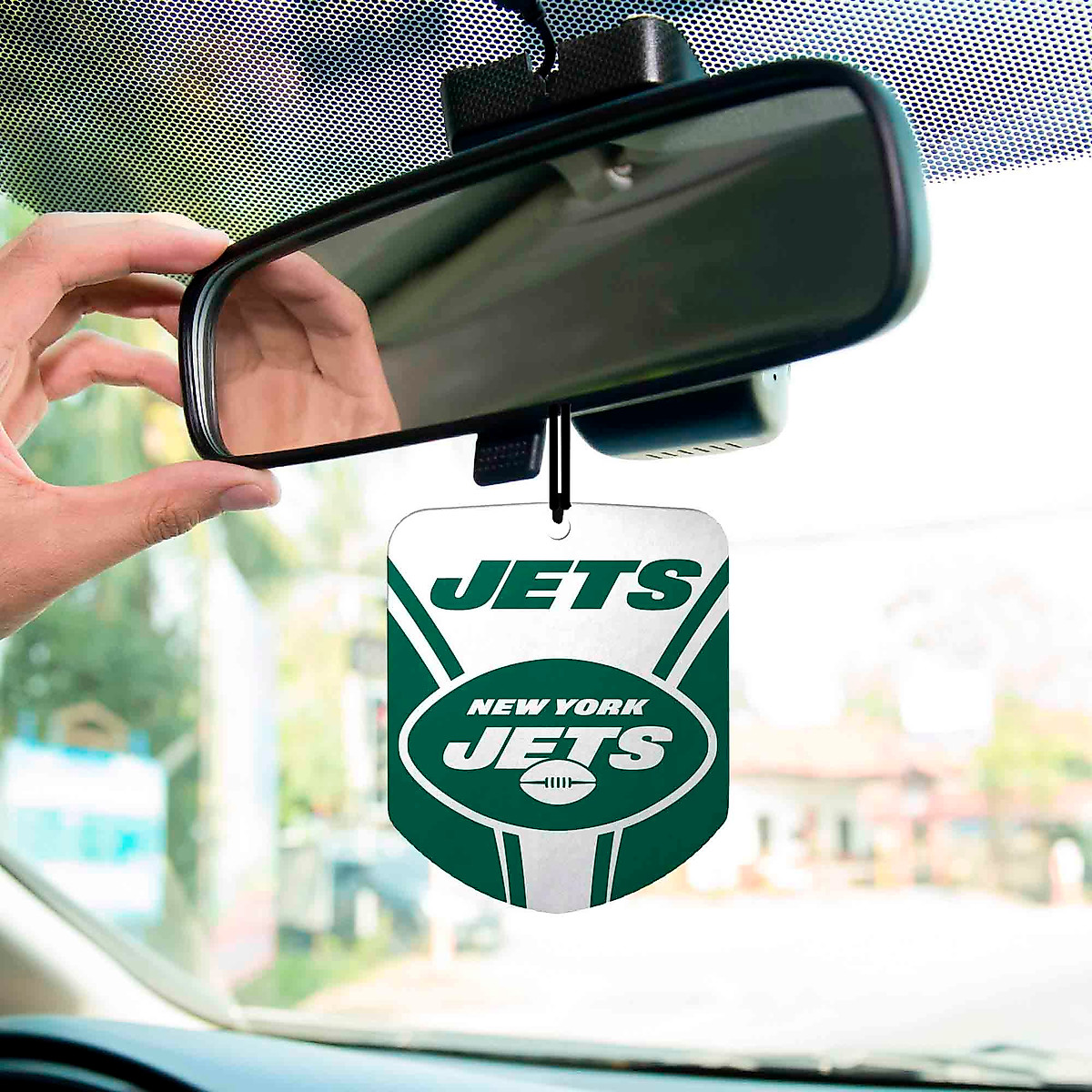 FANMATS 61580 NFL New York Jets Hanging Car Air Freshener, 2 Pack, Black Ice Scent, Odor Eliminator, Shield Design with Team Logo