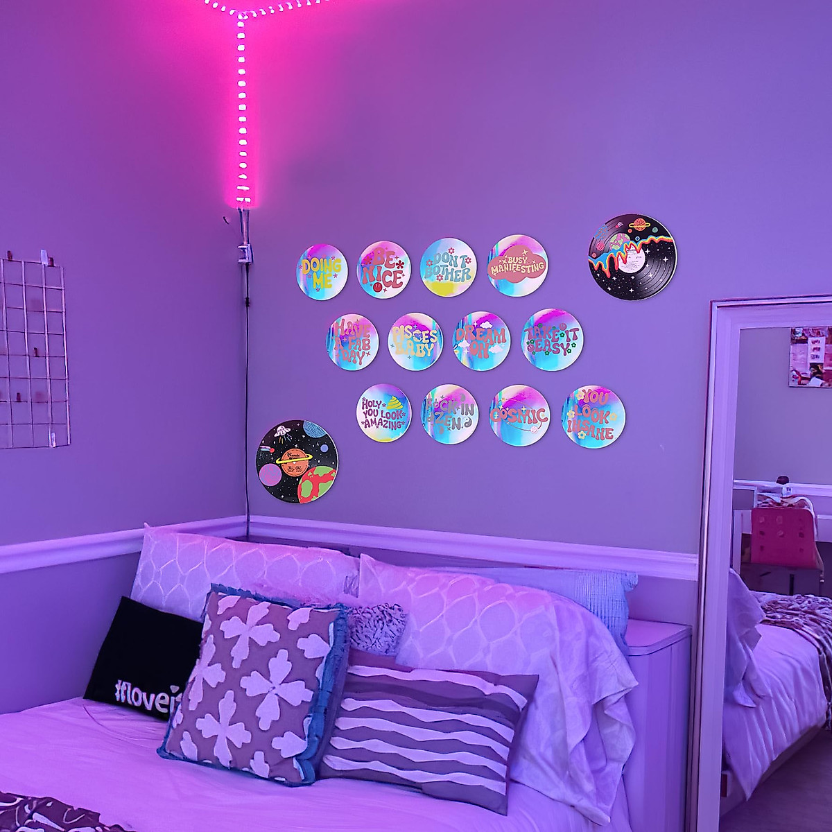 HK Studio Y2K Room Decor - Hologram Disc Teen Room Decor 6" Pack 12