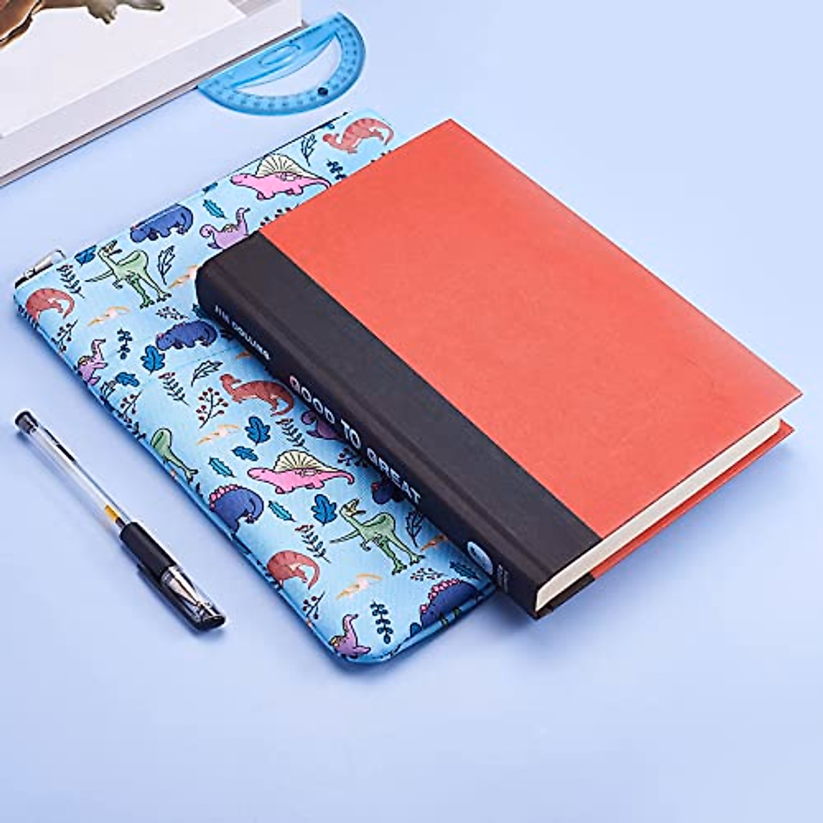 Book Sleeve Cute Dinosaur Book Covers for Paperbacks,Washable Fabric, Book Sleeves with Zipper, Medium 11 Inch X 8.7 Inch Dinosaur Gifts for Book Lover