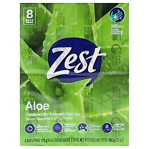 Zest 8-Bar Bath Size Soap, Fresh Aloe, 4 Ounce (Pack of 8)