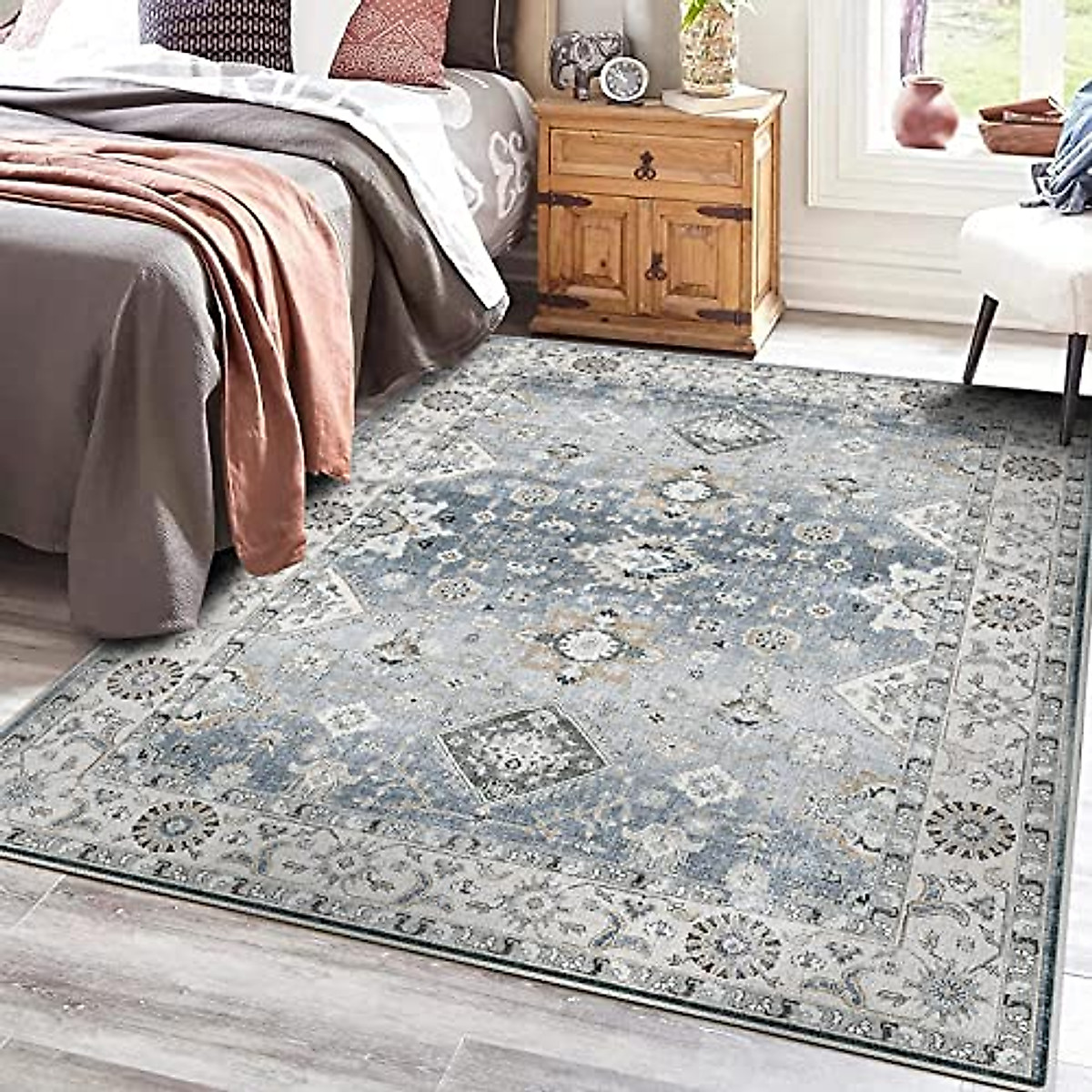 YOUFORTONG Washable 5x7 Area Rugs: Rugs for Living Room Ultra Soft Carpet for Bedroom Waterproof Rug Non Slip Rugs for Hardwood Floors (Gray, 5x7)