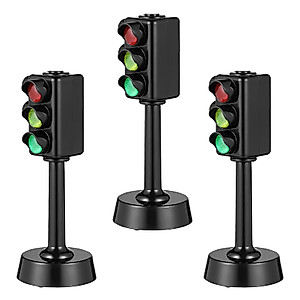 Kisangel Traffic Light 3pcs Simulation Traffic Traffic Toy Signs Kids Street Signs Playset Light Construction Themed Party Decorations Kids Light Table