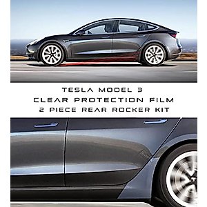 Crystal Shield 2017 - 2023 Tesla Model 3 Rear Rocker Paint Protection Film Kit 8 Mil Thick PPF Clear - Squeegee & Install Gel Accessories Included 10 Year Warranty