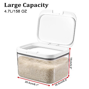 KoKone Flour Storage Container Airtight Rice Container for Kitchen Plastic Rice Dispenser with Lid & Cup Practical Food Storage Container for Grain Sugar Oatmeal Laundry Pods Dishwasher Pods