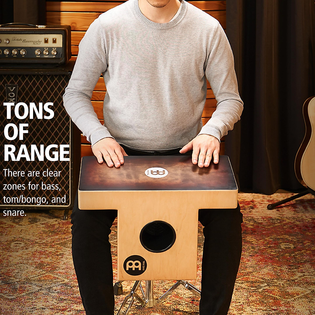 Meinl Percussion Slaptop Cajon Box Drum with Internal Snares and Bass for Acoustic Music — NOT Made in China — Play with Your Hands, Baltic Birch, 2-Year Warranty (TOPCAJ1EB)