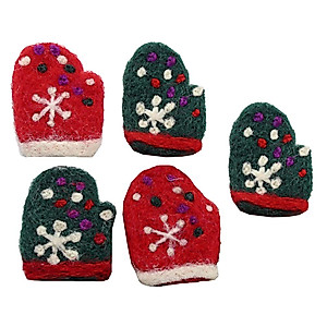PRETYZOOM 5pcs Wool Felt Gloves Corsage Embellishments Flatback Jewelry Accessories Suit Breast Pin Enamel Brooch Snowflake Cartoon