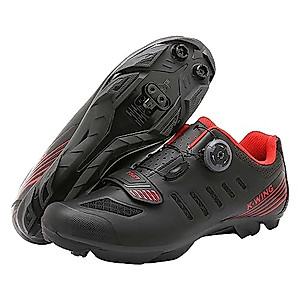 kushike Mens Women Mountain Bike Shoes with 2-Bolts SPD Cleats Included, MTB Cycling Shoes Indoor Outdoor Riding Biking, Spin Shoes Women, Peloton Compatible Shoes women-10-2106Bblack