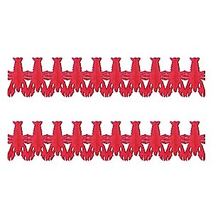 Beistle Crawfish Garland, 2 Piece, 9" x 14', Red