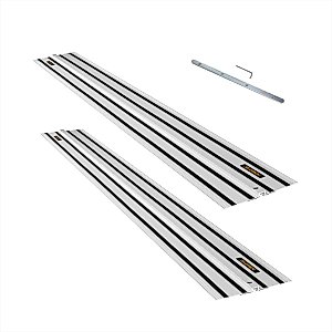 POWERTEC 71691 110 Inch Track Saw Guide Rail Connector Set for DeWalt Track Saws, Clamping Options Includes 2x55" Aluminum Extruded Guided Rails and (1) Guide Rail Connector for Woodworking Projects