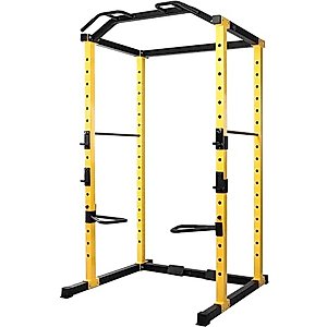 HULKFIT Home Gym Power Cage with Optional Attachments - Yellow