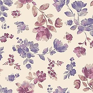 Texco Inc Flowers Poly Spandex Medium Floral Printed DTY Brushed Fabric/4 Way Stretch, Champagne Lavender 1 Yard
